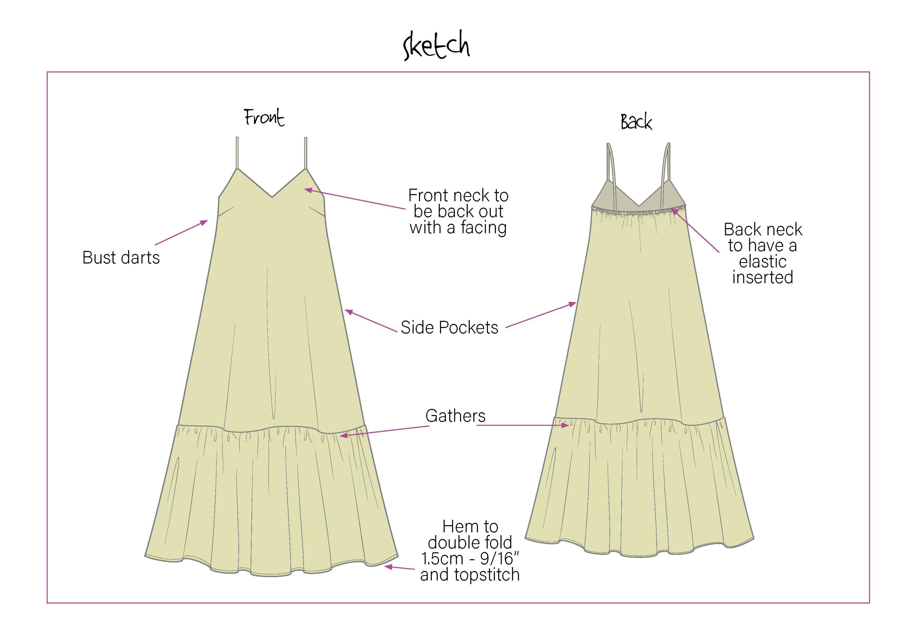 Strappy Summer Dress With Frilled Hem PDF Sewing Pattern | V-neck and ...