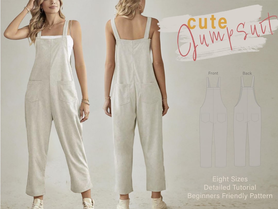 Romper Pattern | Simple Overall PDF Sewing Pattern | Easy Women's Relax Fit Jumpsuit | PDF ...