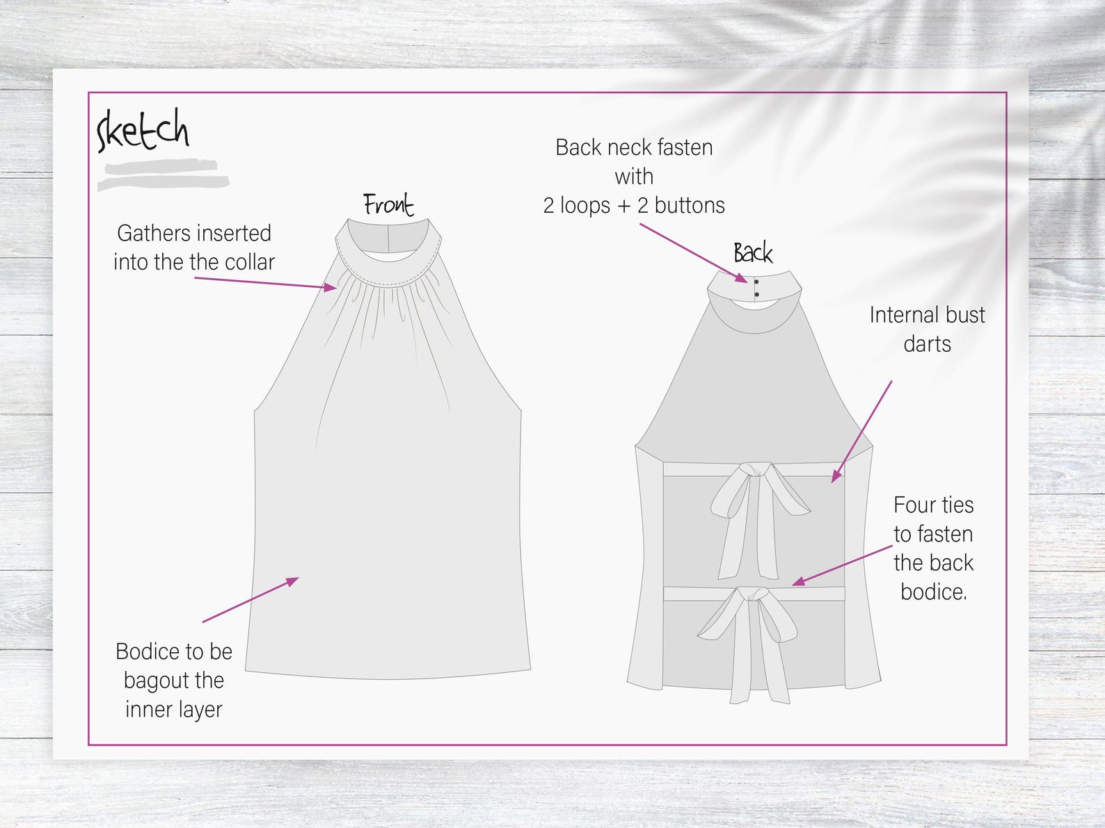 Open Back Top Sewing Pattern | Ties Back Top PDF | Halter Neck Top ...