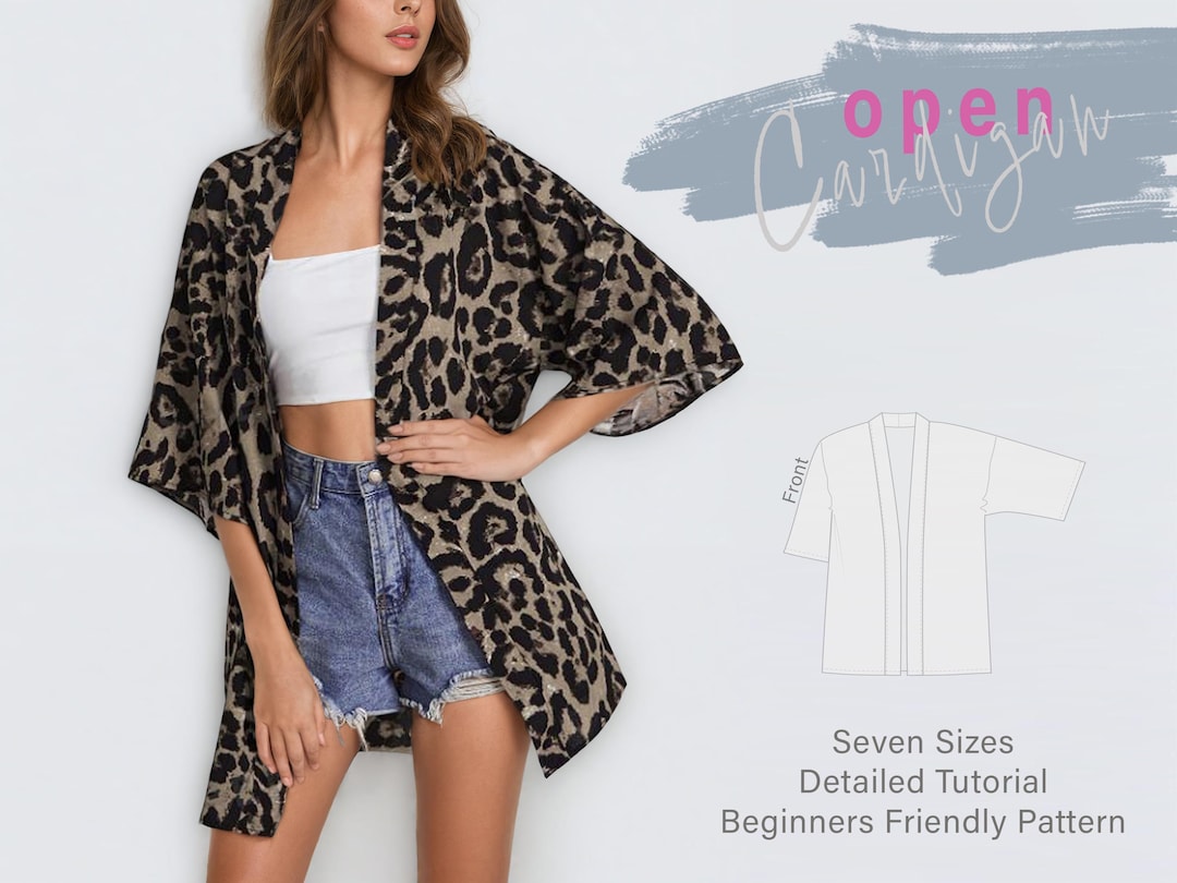 Kimono Cardigan Sewing Pattern | Swimming Suit Cover-up | Beginners ...