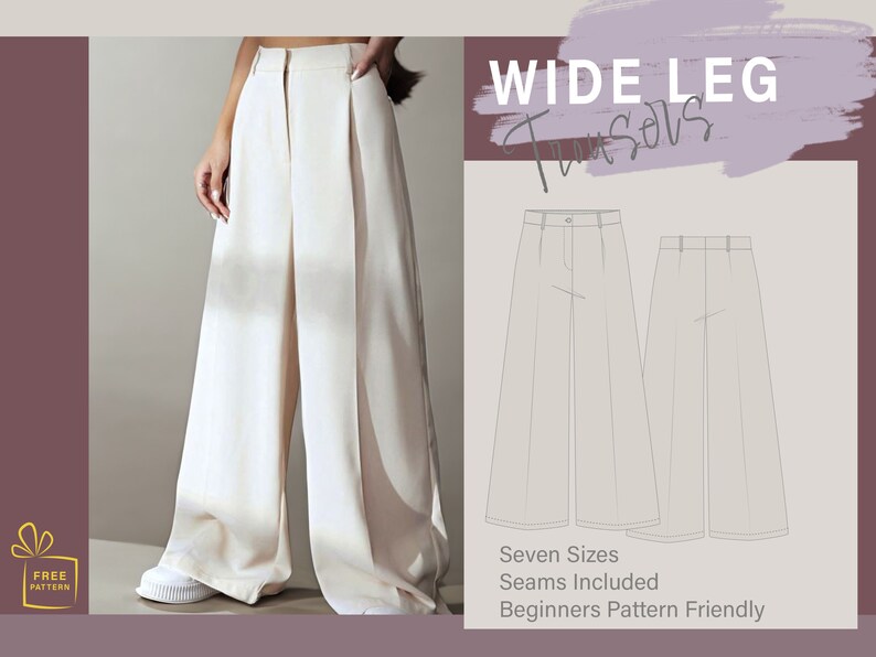 Loose Pant Pattern PDF Sewing Pattern Oversize Pants Wide Leg Trousers Beginners Friendly ...