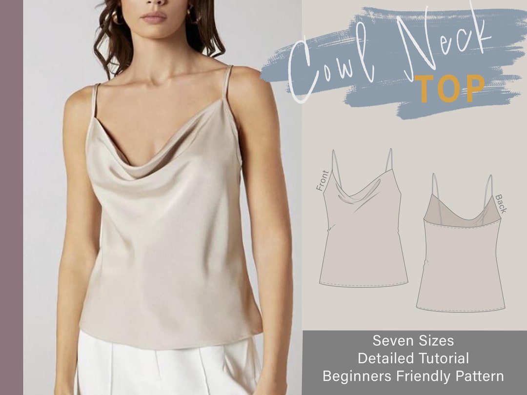 Cowl Neck Top Sewing Pattern | Easy Top Sewing Pattern With Straps ...