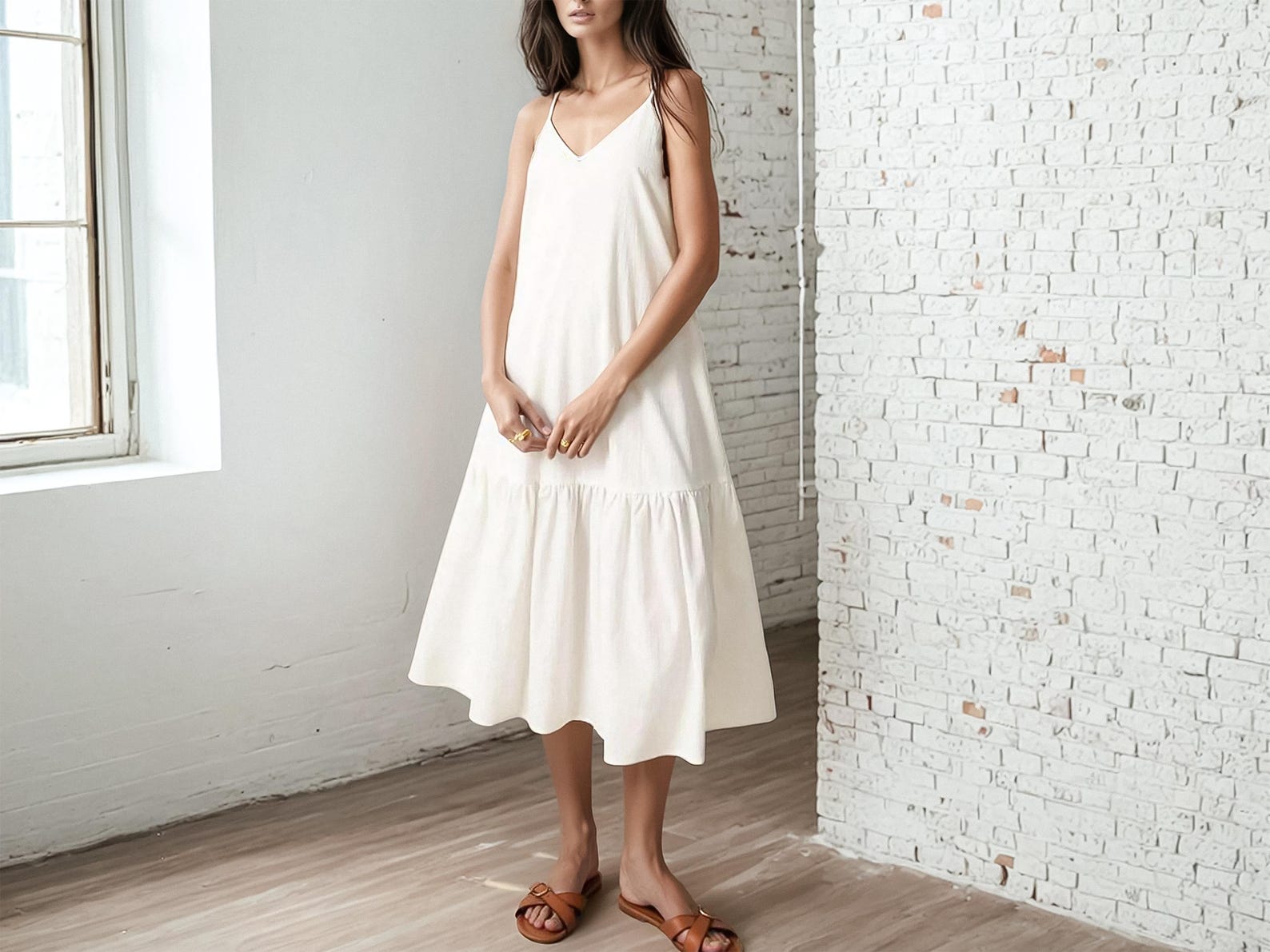 Strappy Summer Dress With Frilled Hem PDF Sewing Pattern | V-neck and ...