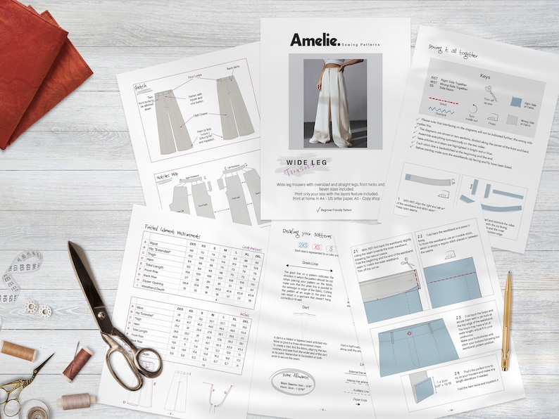 Loose Pant Pattern PDF Sewing Pattern Oversize Pants Wide Leg Trousers ...