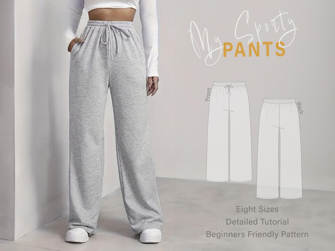 Sweatpants Sewing Pattern | Wide Leg Trousers | Woman's Joggers Pants ...