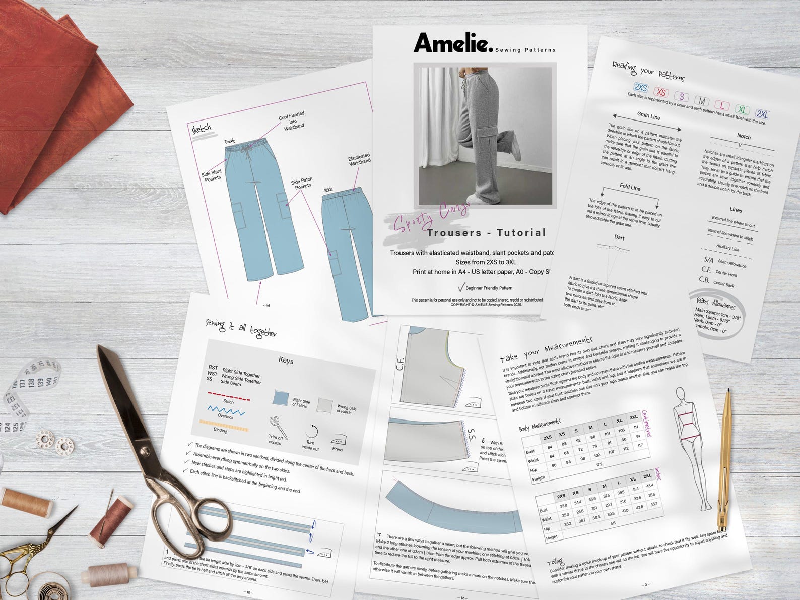 Cargo Sweatpants Sewing Pattern | Wide Leg Trousers | Woman's Joggers ...