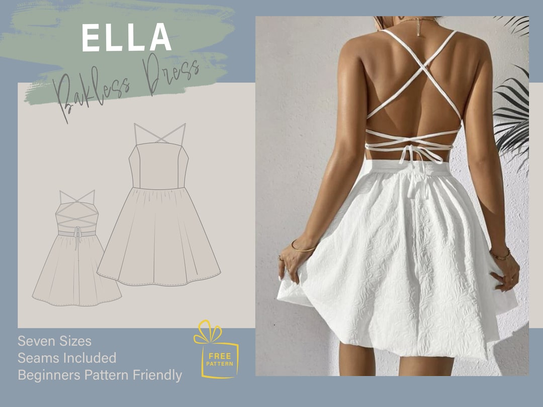 Backless Mini Dress Sewing Pattern Prom Dress Pattern Beginners ...