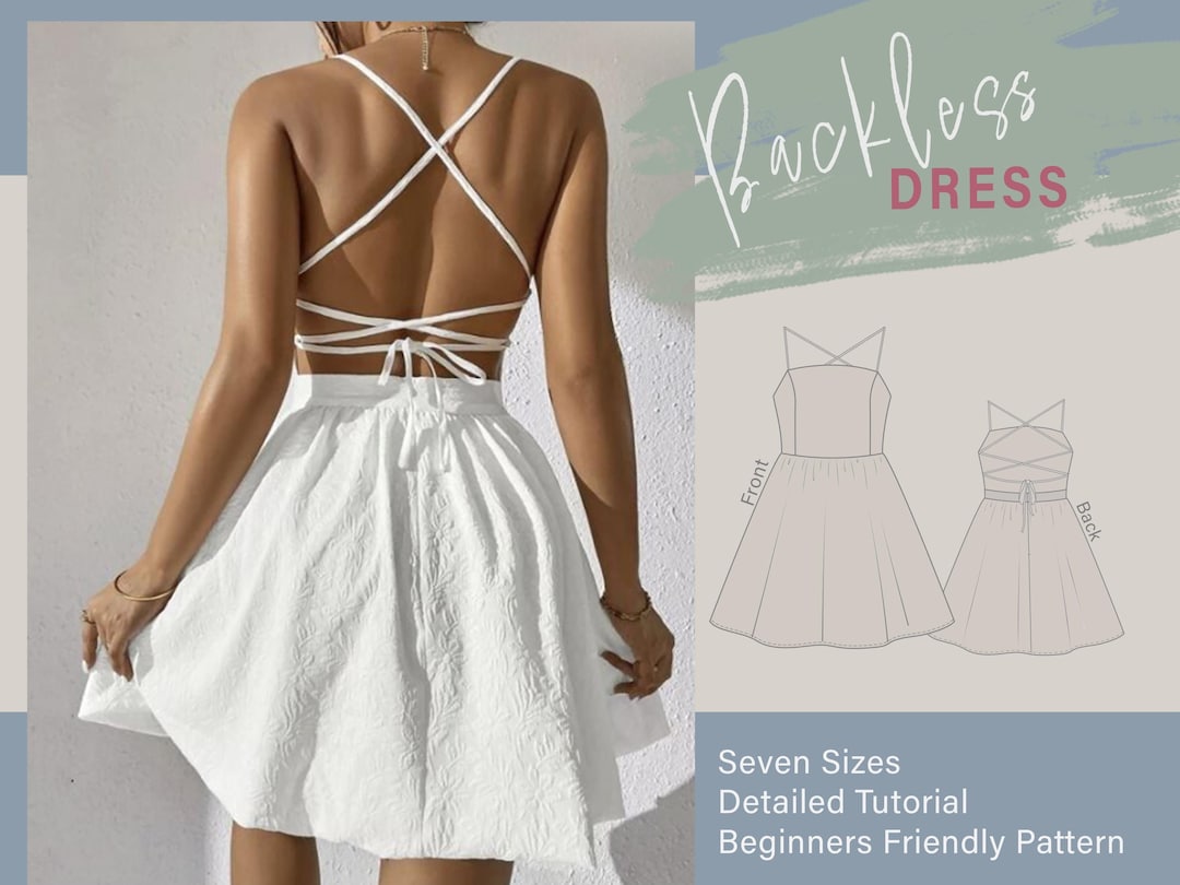 Backless Mini Dress Sewing Pattern | Prom Dress | Ball Gown Beginners ...