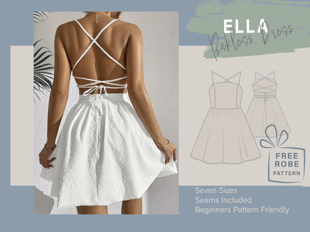 Backless Mini Dress Sewing Pattern Prom Dress Ball Gown Beginners ...