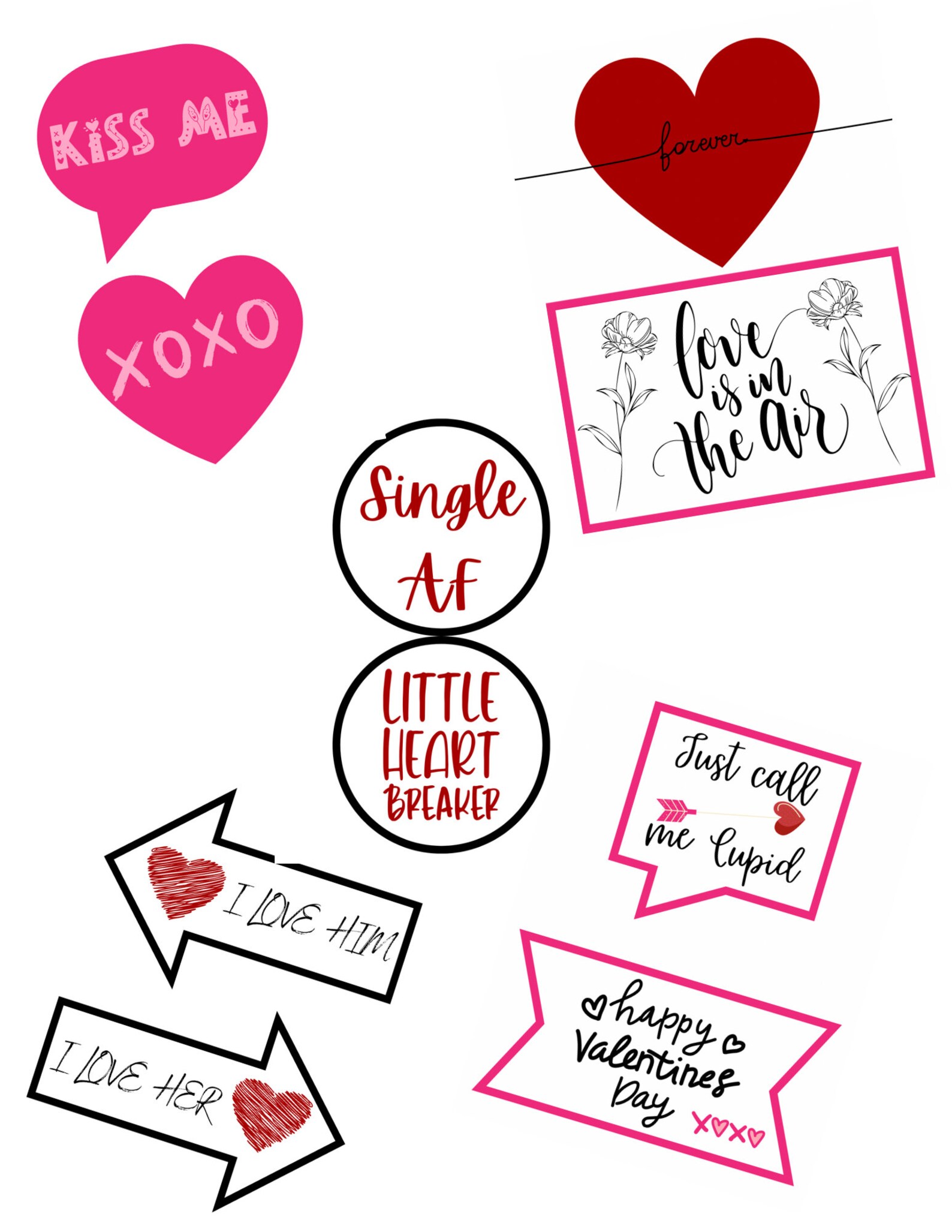 Printable Valentines Day Photobooth Props - Etsy