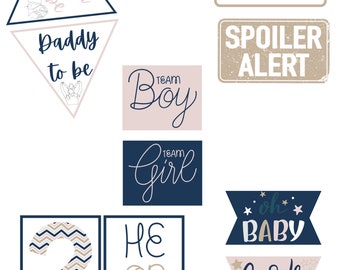 Printable Photo Booth for Gender Reveal Parties, Girl or Boy Photobooth ...