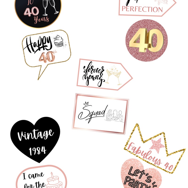 40th Birthday Photo Props - Etsy