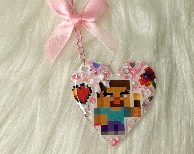 Coquette Minecraft Steve Keychain - Etsy