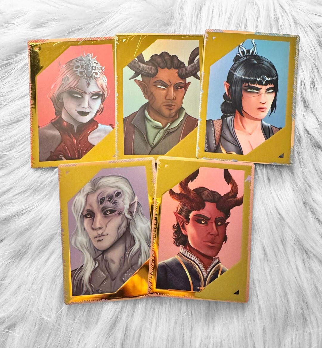 BG3 Character Cards Mini Print 3.5 Inches Tall With Raised Gold Bits - Etsy
