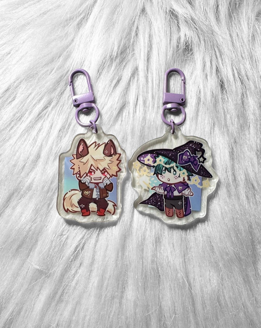 Double Sided Acrylic Werewolf and Witch Halloween AU Hero Keychains - Etsy