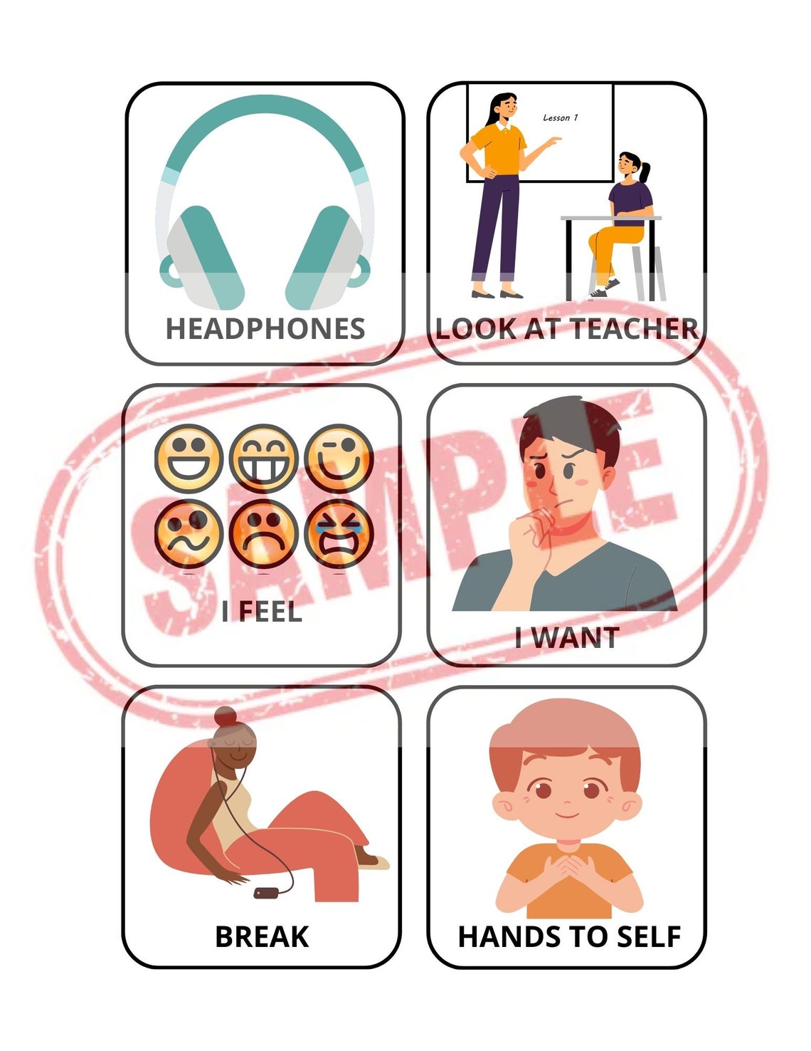 Nonverbal Cue Cards Special Education Speech Autism Visual Over 30 ...