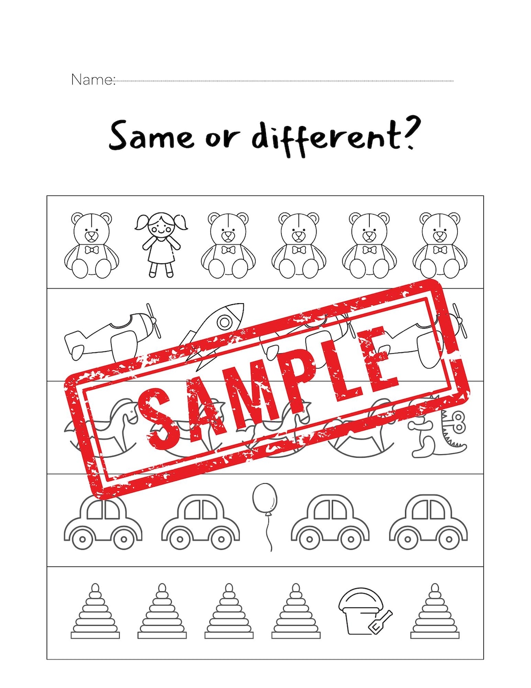 Same Vs Different Worksheets Preschool Kindergarten Home School - Etsy