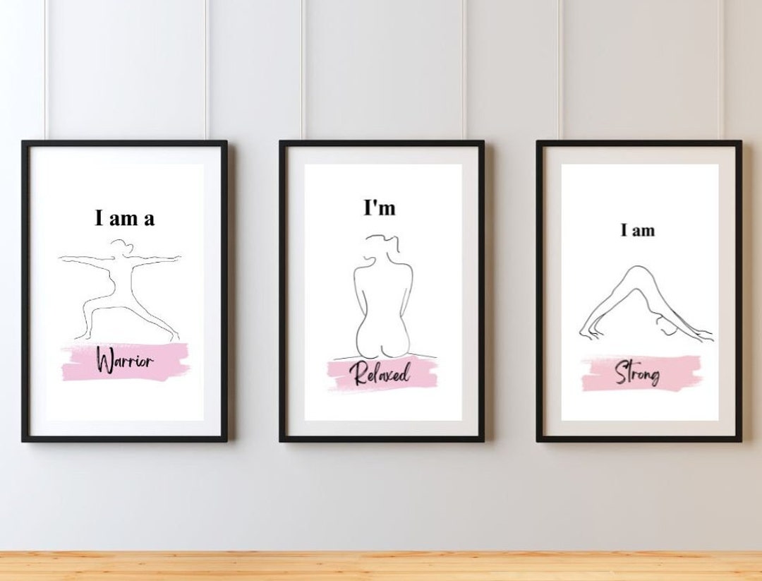 Yoga Set of 3 Wall Art, Printable Motivational Art, Yoga Pose Posters ...
