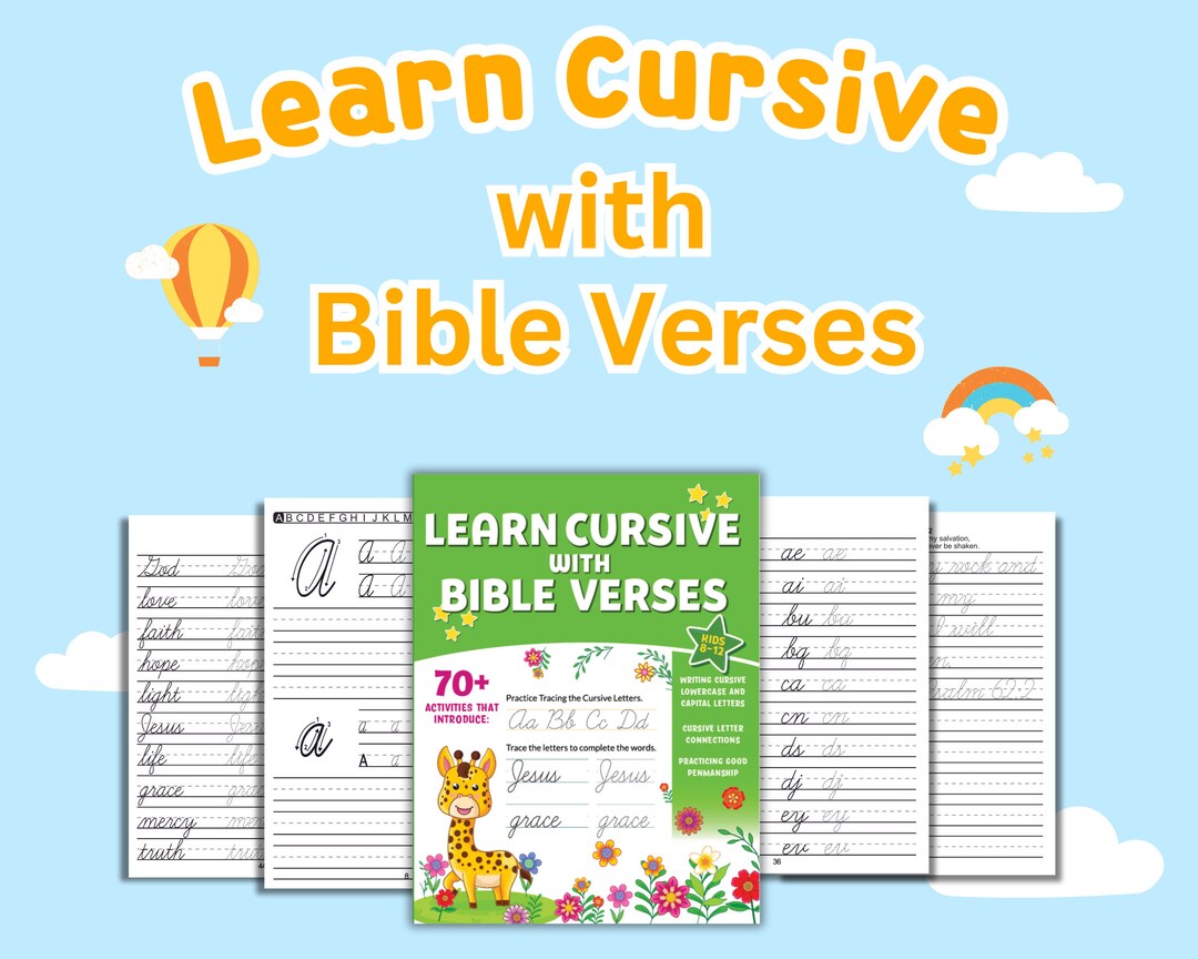 Cursive Handwriting Workbook With Bible Verses Homeschooling Workbook ...
