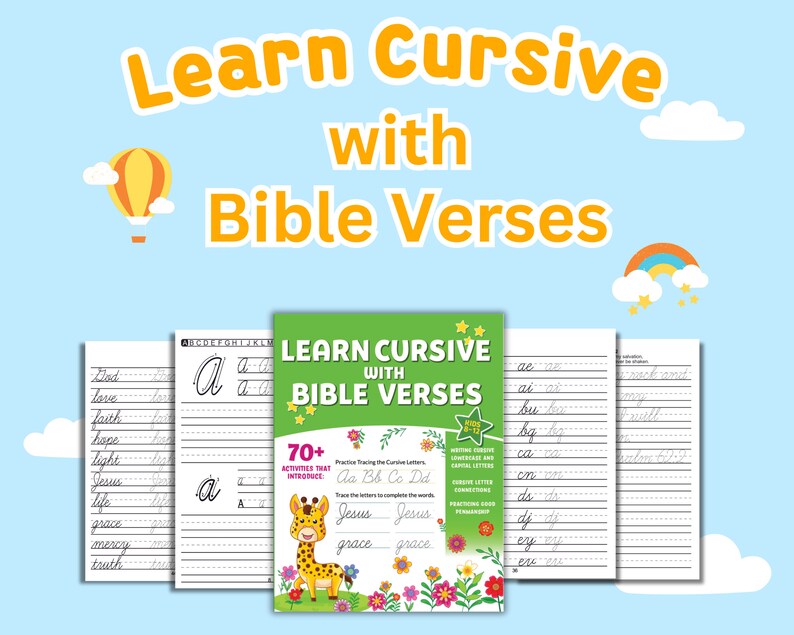 Cursive Handwriting Workbook With Bible Verses Homeschooling Workbook ...