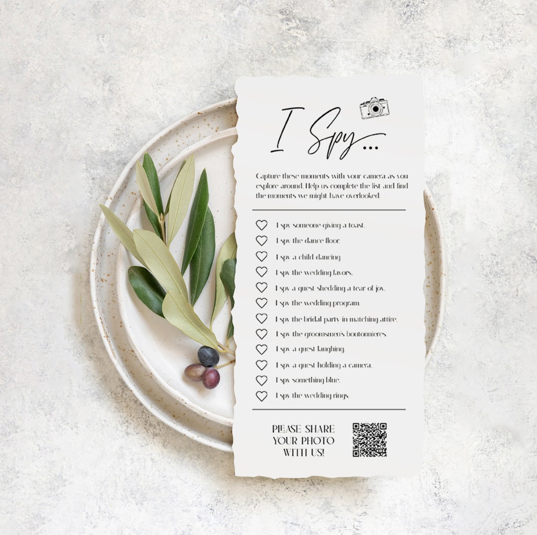 I Spy Camera Game, Guest Photo Sharing, Editable Template, Scavenger ...