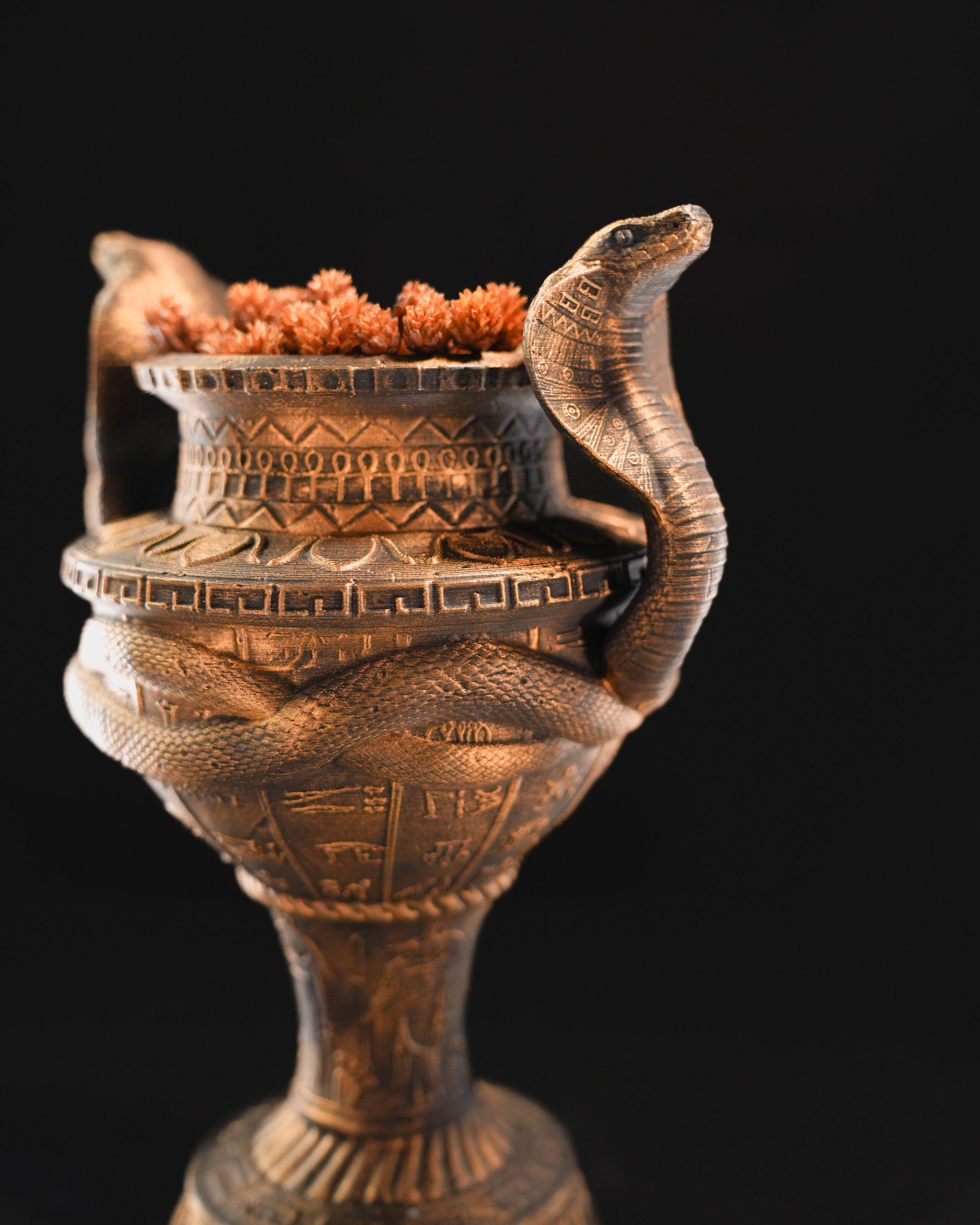 Cobra Egyptian Vase – Naja Serpent – Ancient Egypt Decor – Hand-painted ...