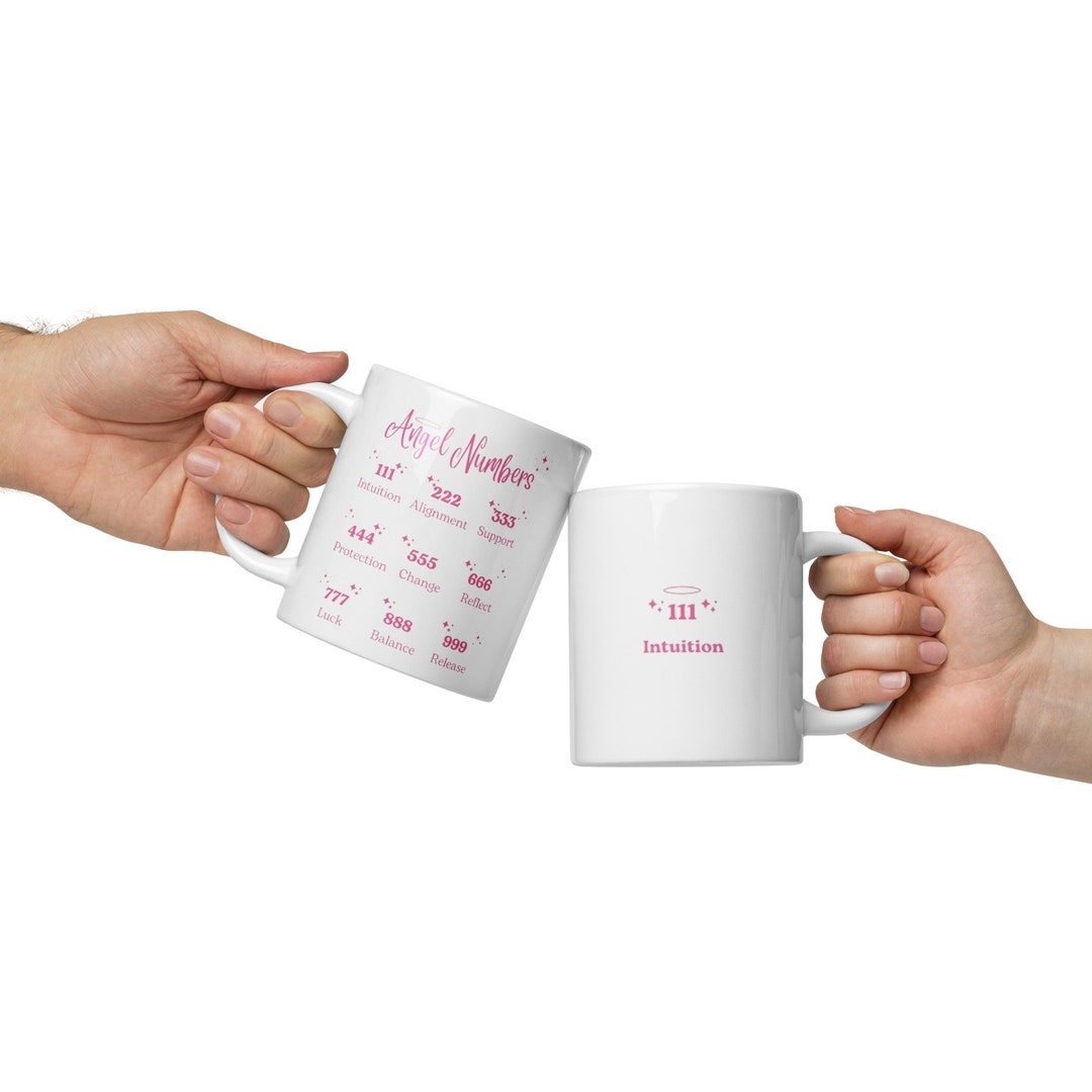 White Glossy Angel Number Mug Spiritual Coffee Mug Numerology Mug ...