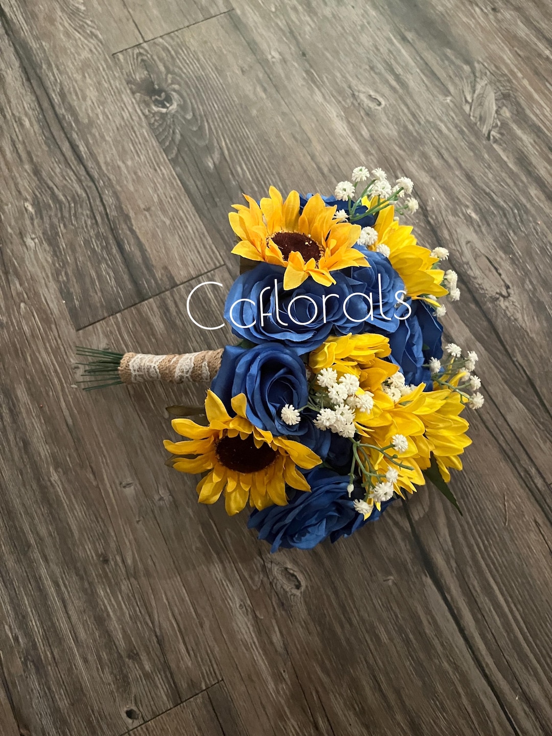 Sunflower Bouquet, Royal Blue Sunflower Bouquet, Bride Bouquet ...