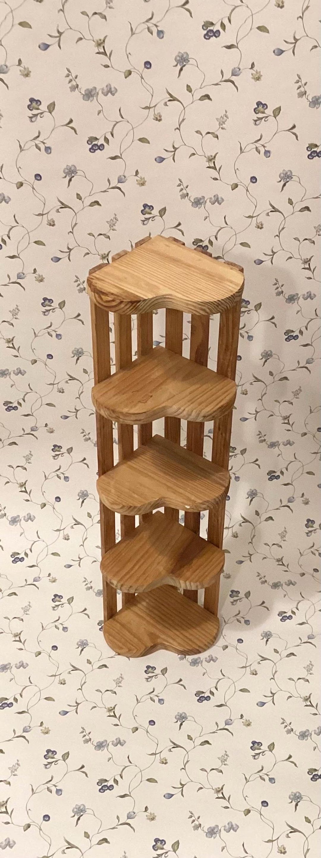 Wooden Heart Shaped Corner Tier Shelf Spice Rack, Vintage Country ...