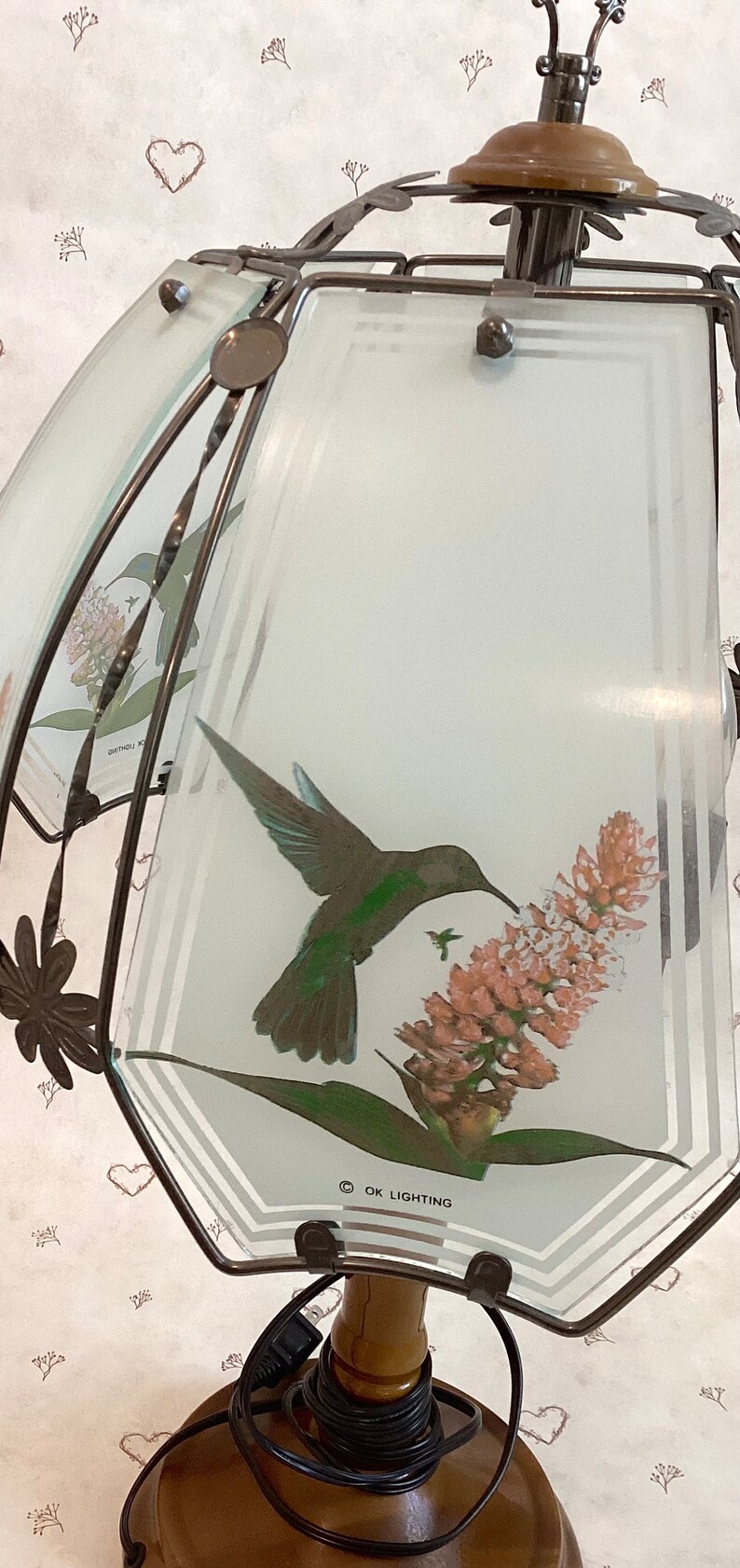 Beautiful Vintage Floral Hummingbird Accent Lamp Ok Lighting, Floral ...