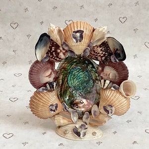 Beautiful Iridescent Vintage Handmade Seashell Sculpture Figurine ...