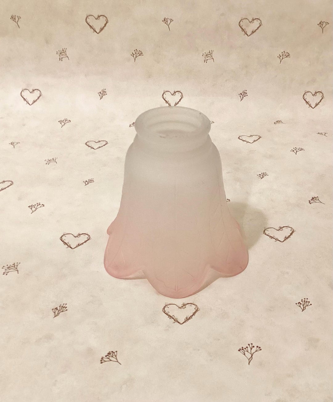 Vintage Pink Frosted Glass Tulip Flower Lamp Shade, Floral Vintage ...