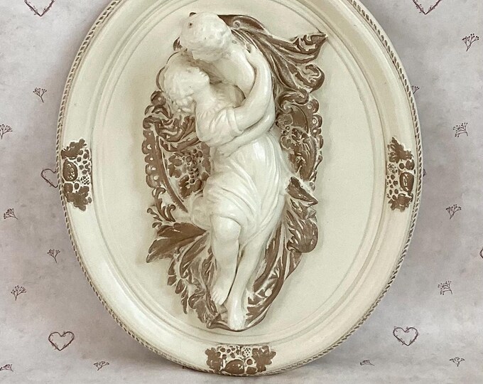 Vintage Classical Roman Wall Art 3D Bisque Style Plaque Couple/lovers ...