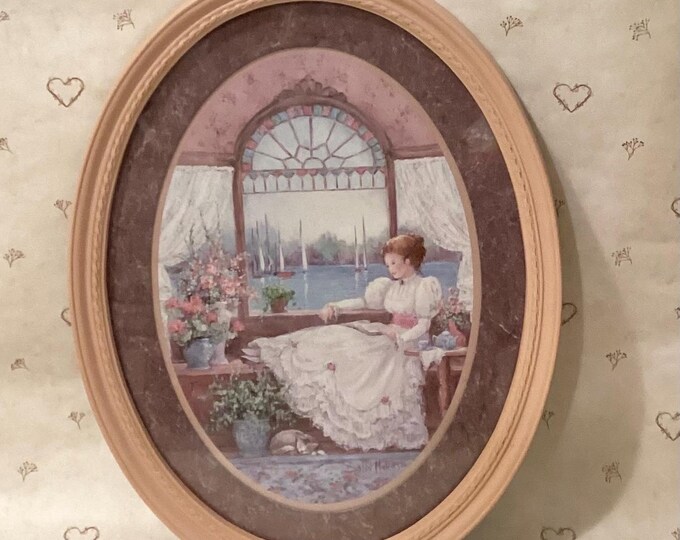 Vintage Oval Victorian Floral Wall Art “lady in the Window” by Barbara ...