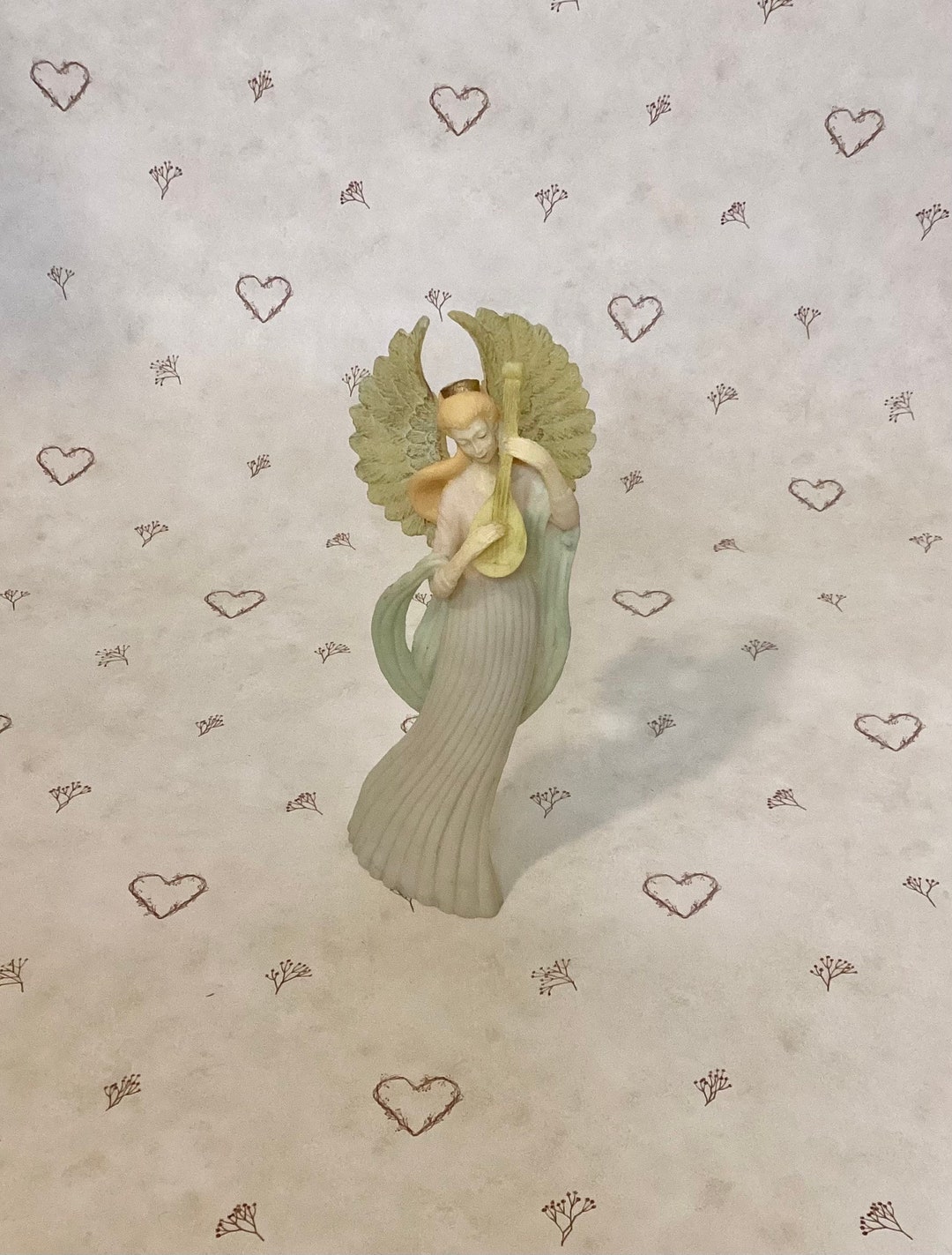 Vintage Angel Figurine Playing Lyre, Angel Figurine Playing Harp - Etsy