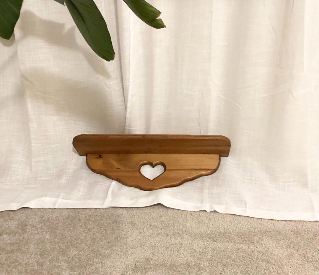 Vintage Wooden Single Heart Cutout Hanging Wall Shelf, Country ...