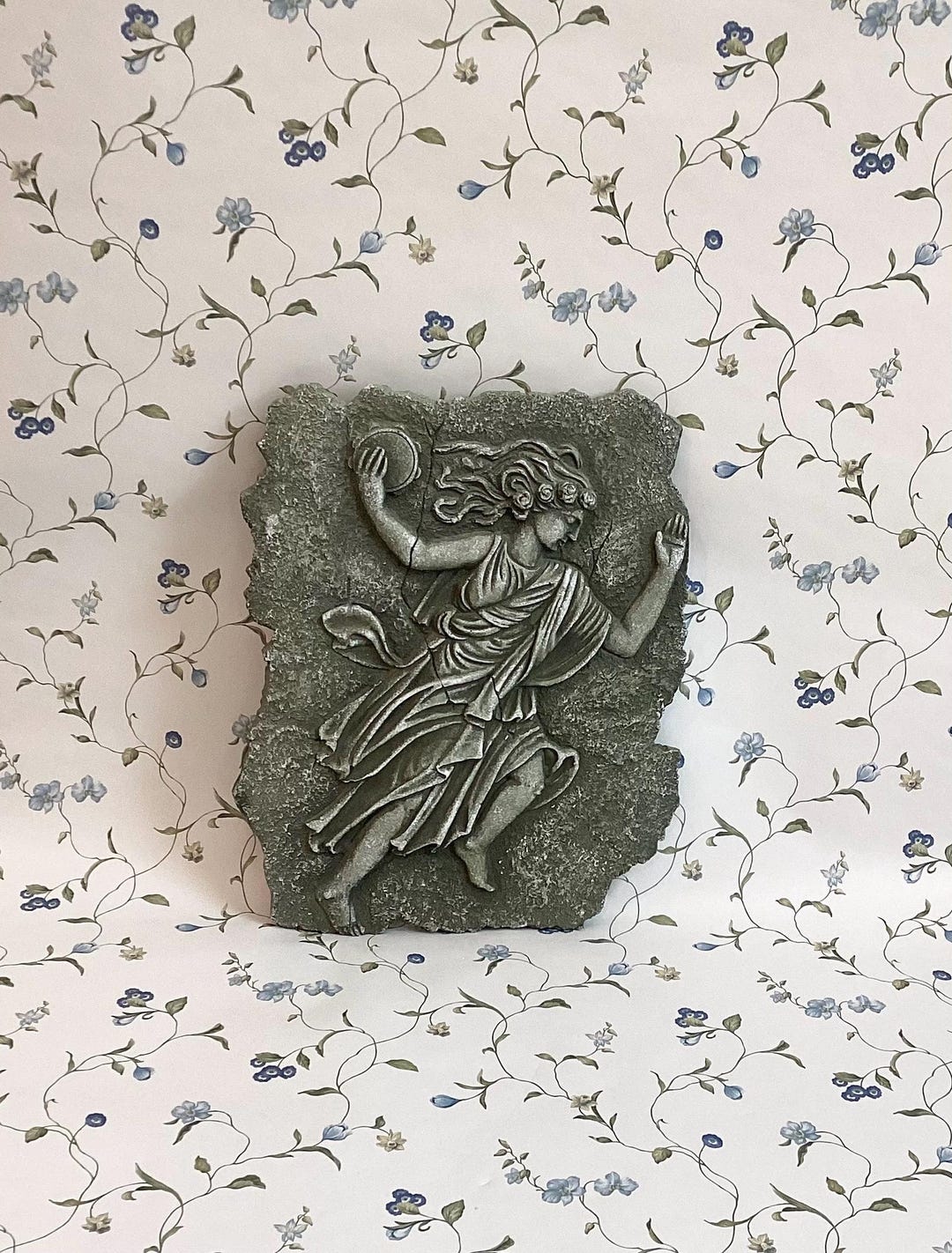 Vintage Greek Goddess Dancing Playing Tambourine Sculpture Wall Hanging ...