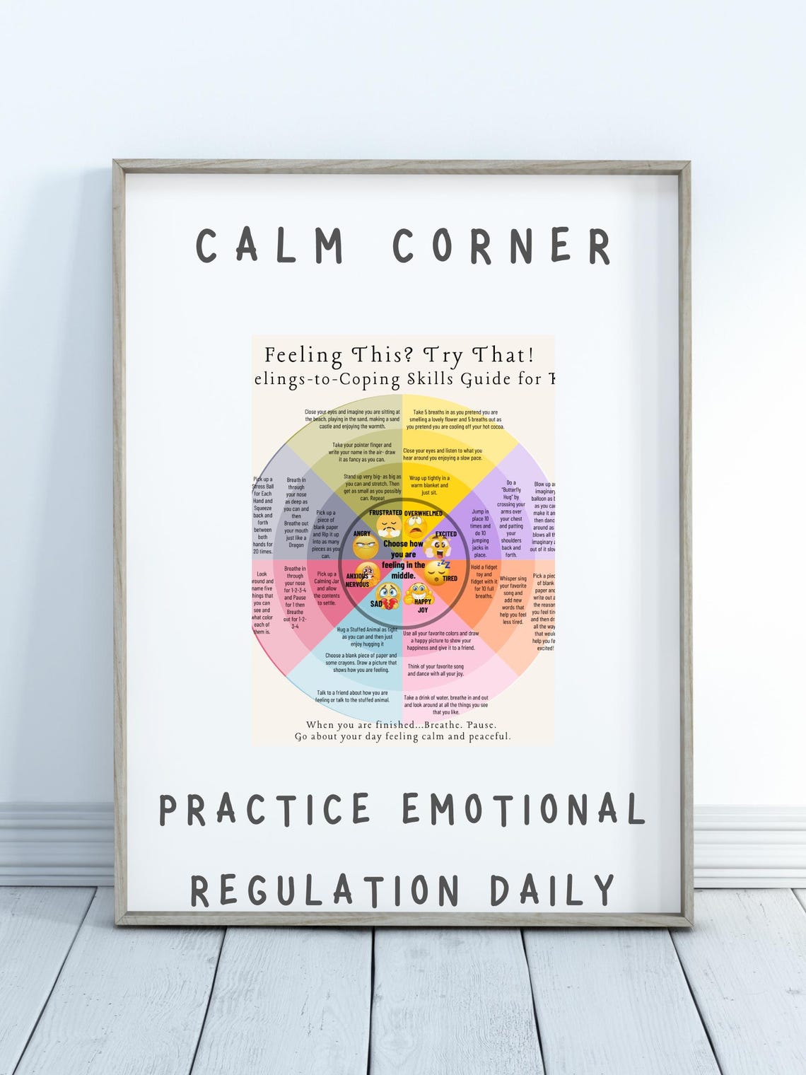 Feelings to Coping Skills Wheel Chart for Kids | Emotional Regulation ...