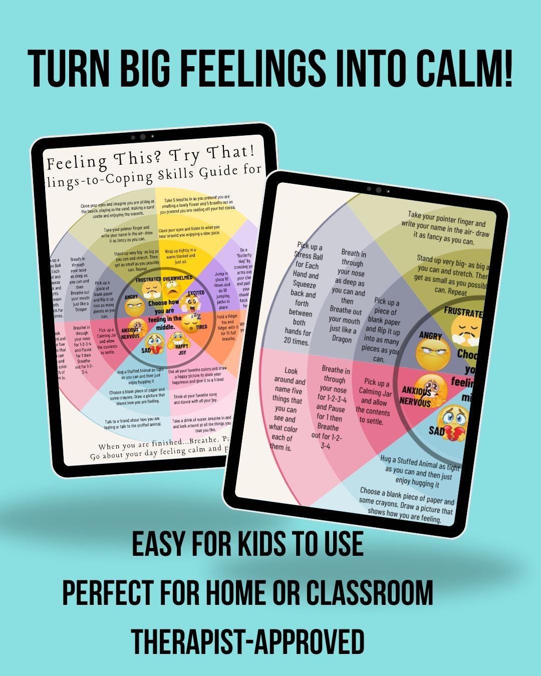 Feelings to Coping Skills Wheel Chart for Kids | Emotional Regulation ...