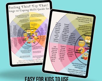 Feelings Wheel & Coping Skills Wheel Chart | Therapist- Made-mental ...