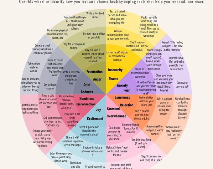 Feelings Wheel & Coping Skills Wheel Chart | Therapist- Made-mental ...