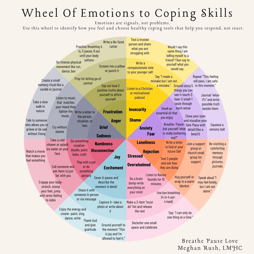 Feelings Wheel & Coping Skills Wheel Chart | Therapist- Made-mental ...