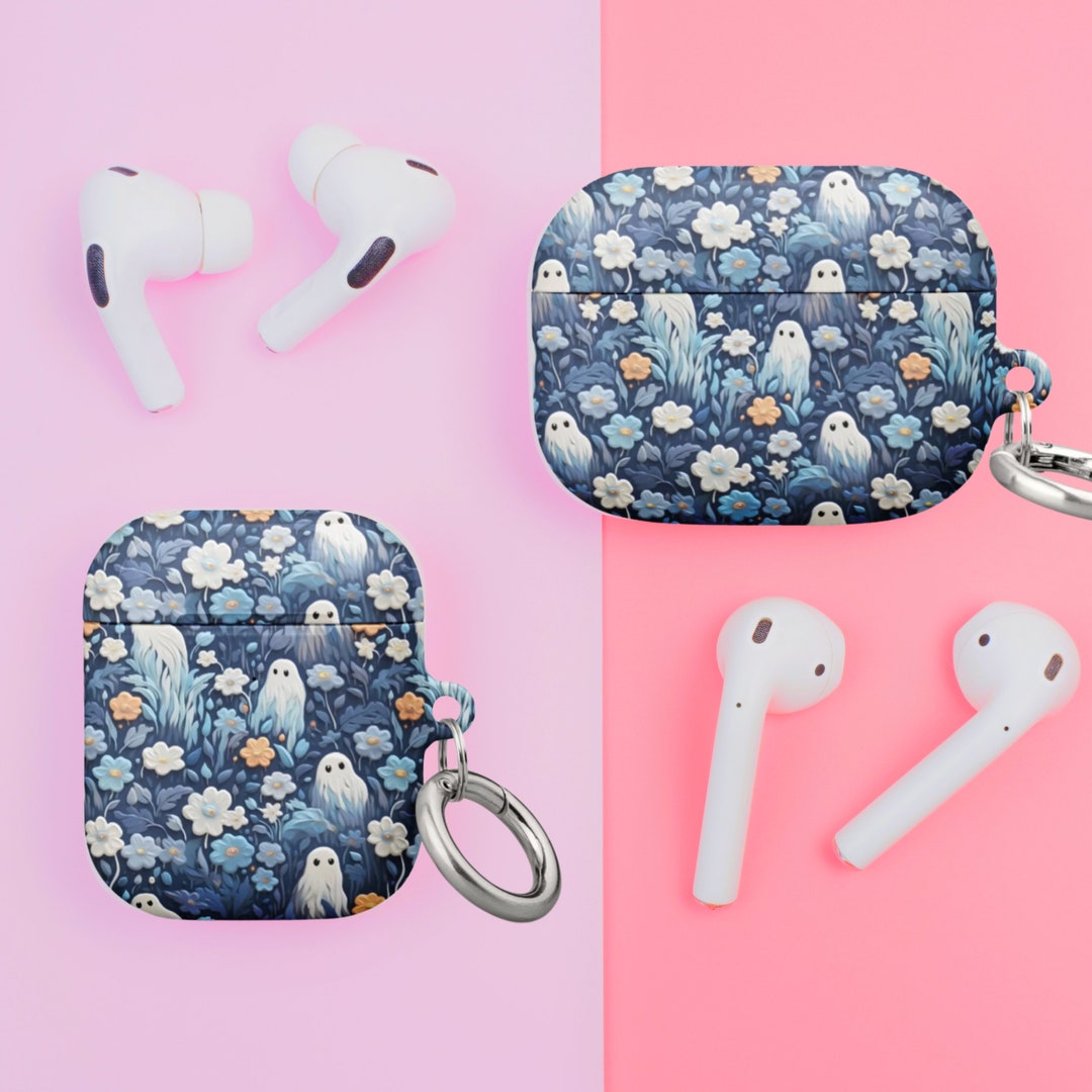 Cute Ghosts Airpods Case 3D Floral Effect Print Hard Cover for 1st 2nd ...