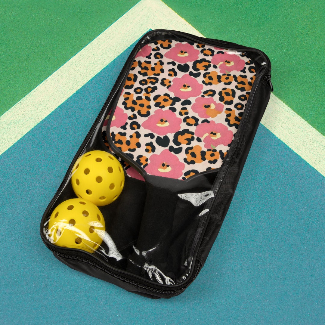 Leopard Pink Flowers Pickleball Kit, Custom Pickle Ball Player Gift for ...