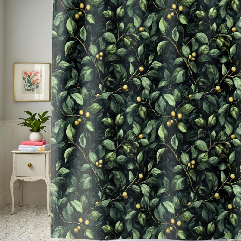 Leaf Print Shower Curtain - Etsy