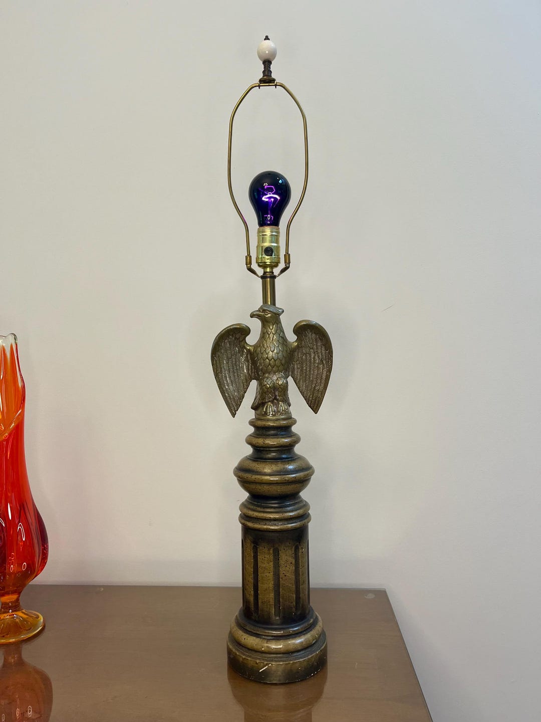 Vintage Mid Century Federal Eagle Table Lamp With Ceramic Pedestal, 34 ...