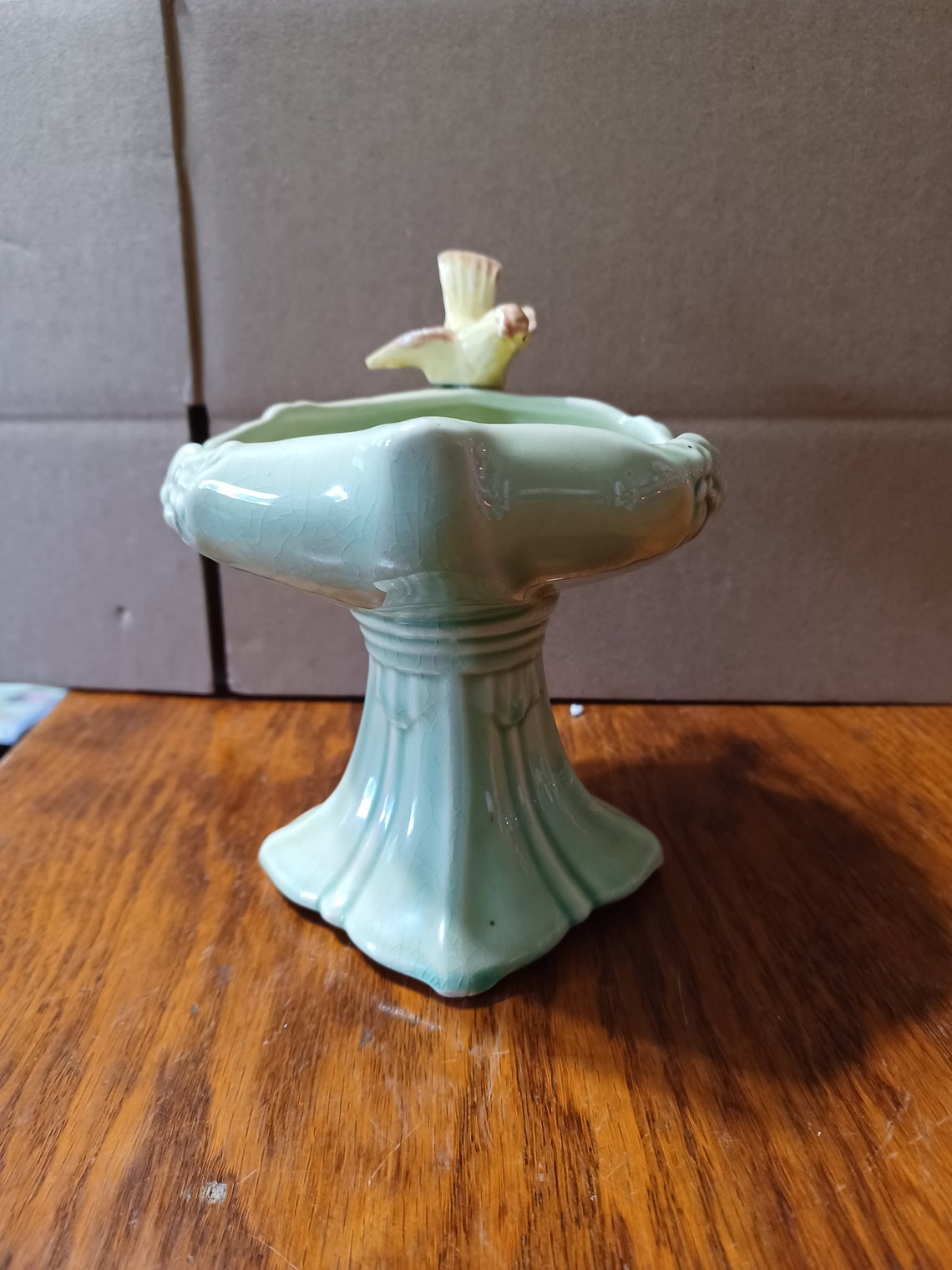 Vintage Ceramic Bird Bath With Bird - Etsy