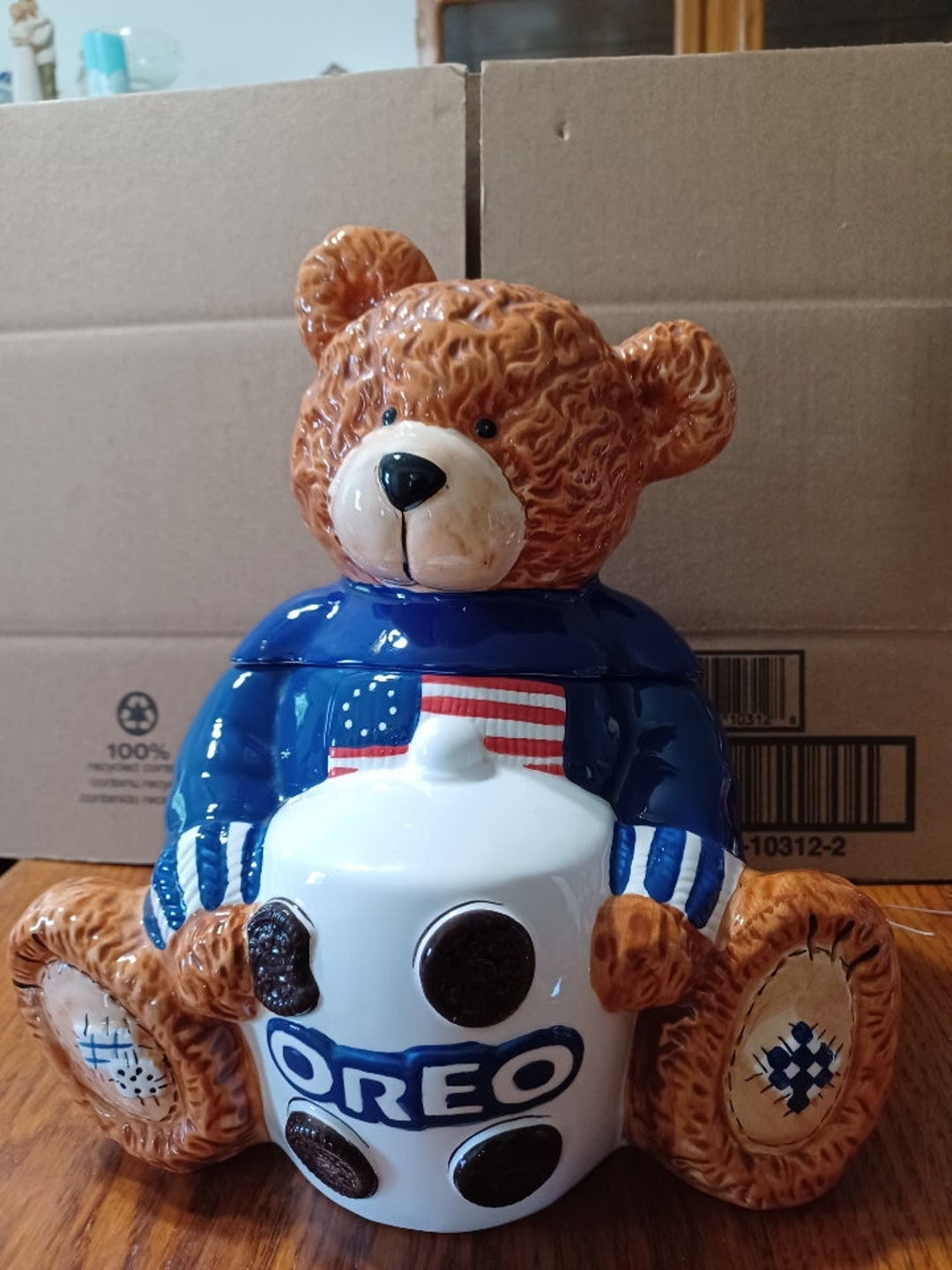 Red, White, Blue Bear Oreo Cookie Jar - Etsy