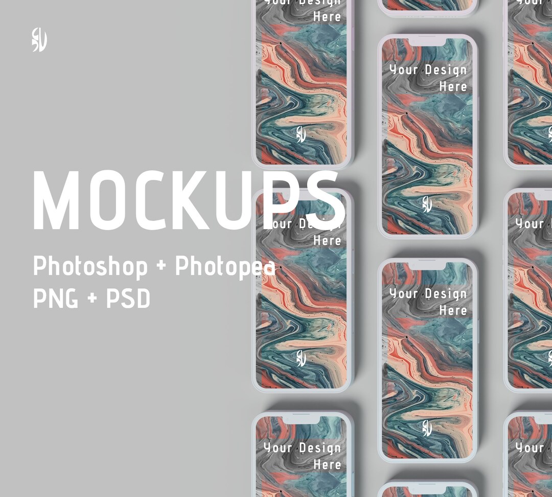Phone Mockup Bundle - iPhone 14 Screens - Customizable Designs ...