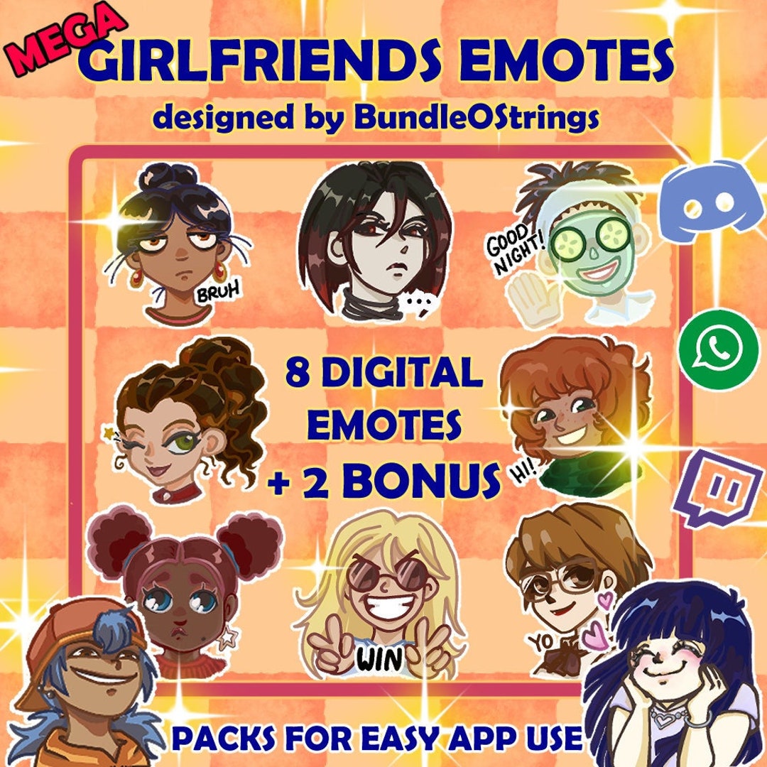 Mega Girlfriends Emotes Pack 82 Emotes of Girls for Digital Stickers ...